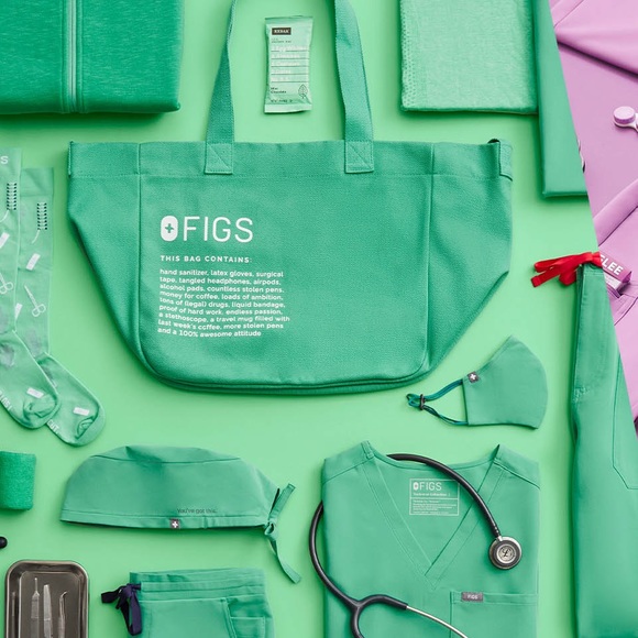 Figs | Bags | Figs Surgical Green Canvas Tote Brand New | Poshmark